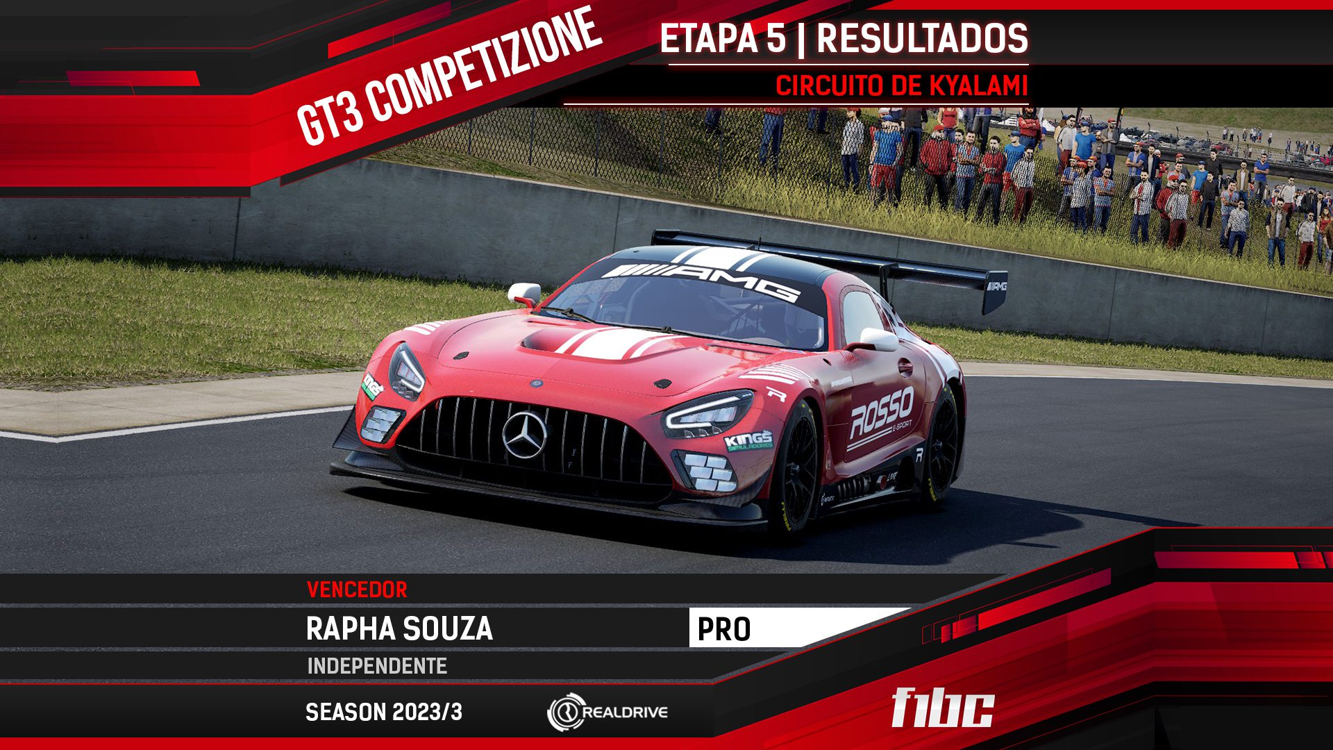 F1BC GT3 Competizione: Rapha Souza (Rosso) vence em Kyalami empata com Luis Augusto na tabela