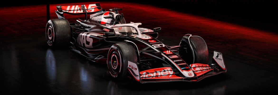 F1: Haas apresenta VF-24 predominante preto e detalhes brancos